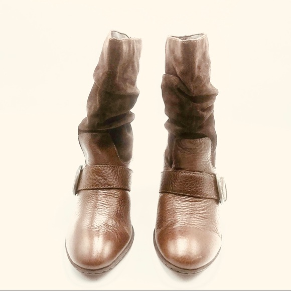 boc | Shoes | Boc Brown Leather With Suede Upper Heeled Boots | Poshmark